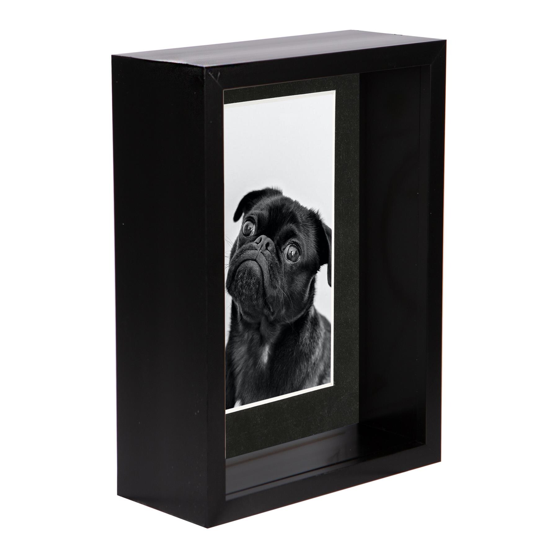 Nicola Spring 5 x 7" Deep Photo Frame - Black/Black Mount - 3D Deep Box ...