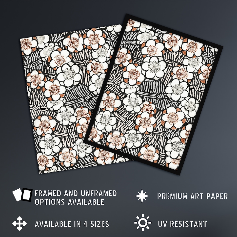 Flowerbed Floral Pattern Vintage Japan Wall Art Print Bijutsukai 24x32 ...