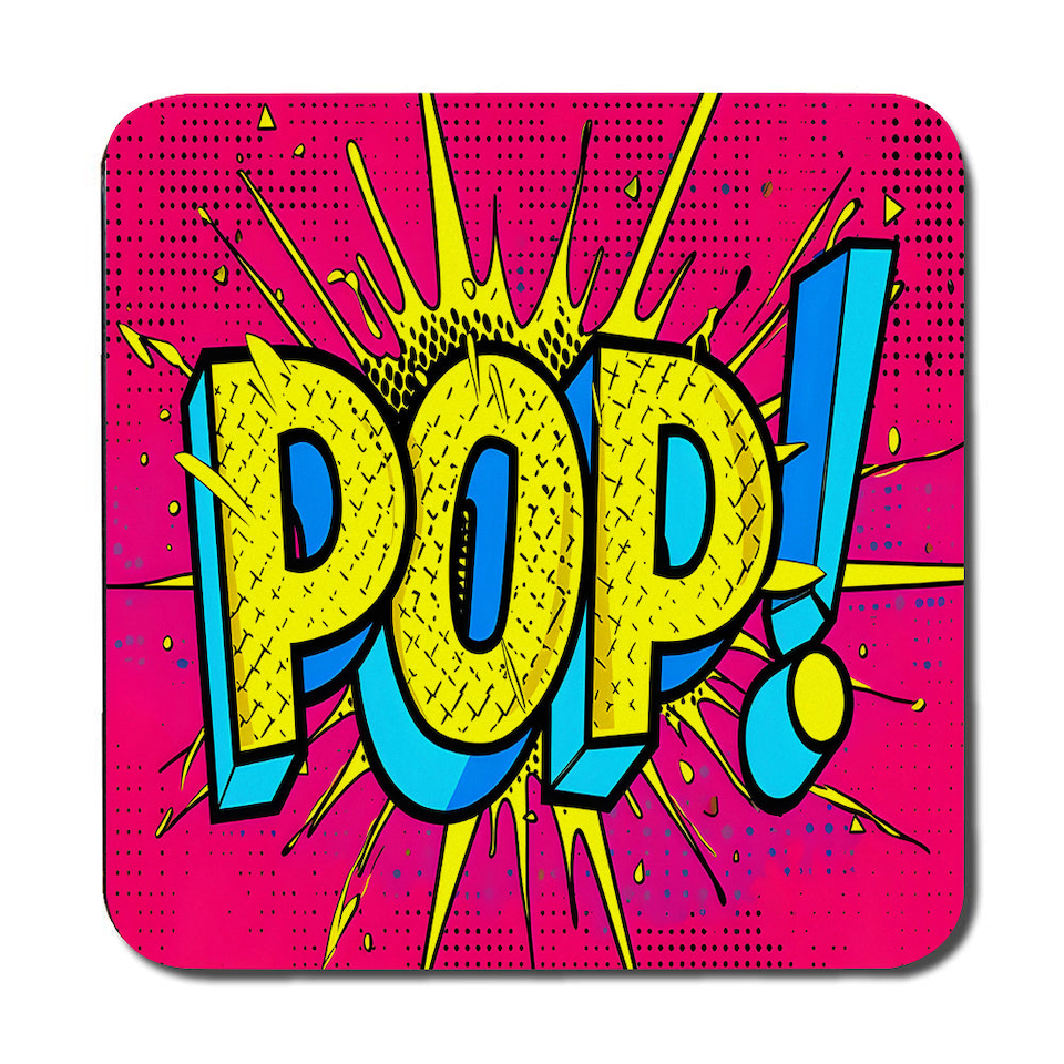 Pop Art Placemats And Coaster Set Bright Pink Retro Design - Tesco ...