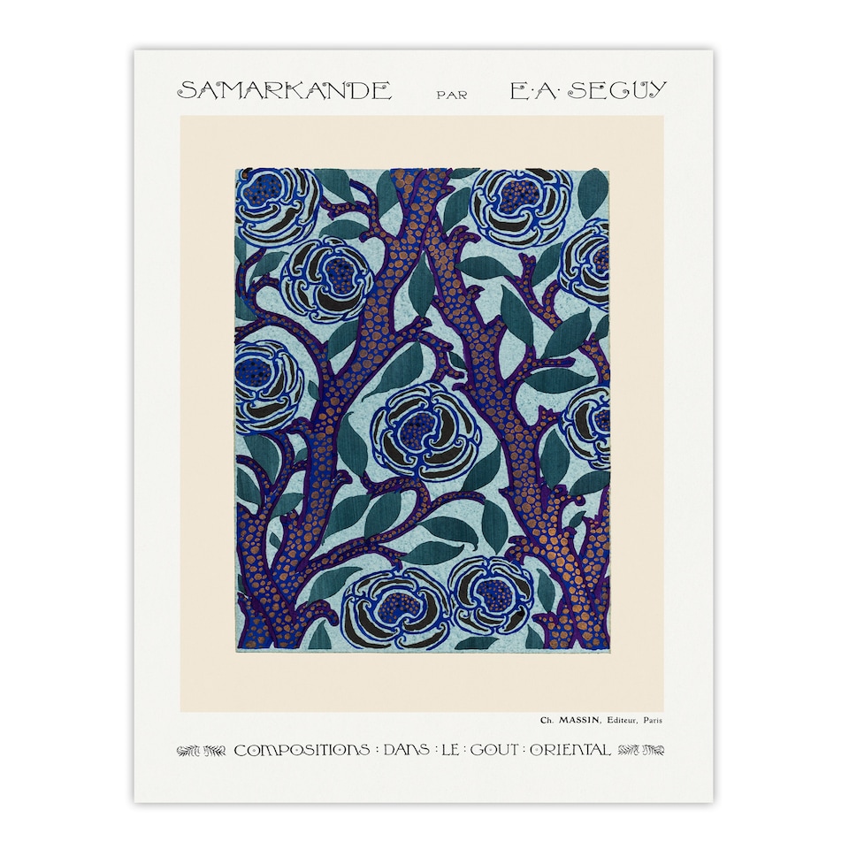 Eugene Seguy Framed Wall Art Print Vintage Rose Bush Flower Pattern ...