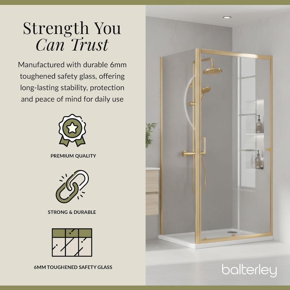 1200x700mm Sliding Shower Suite with Side Panel & Resin Tray in Brushed ...