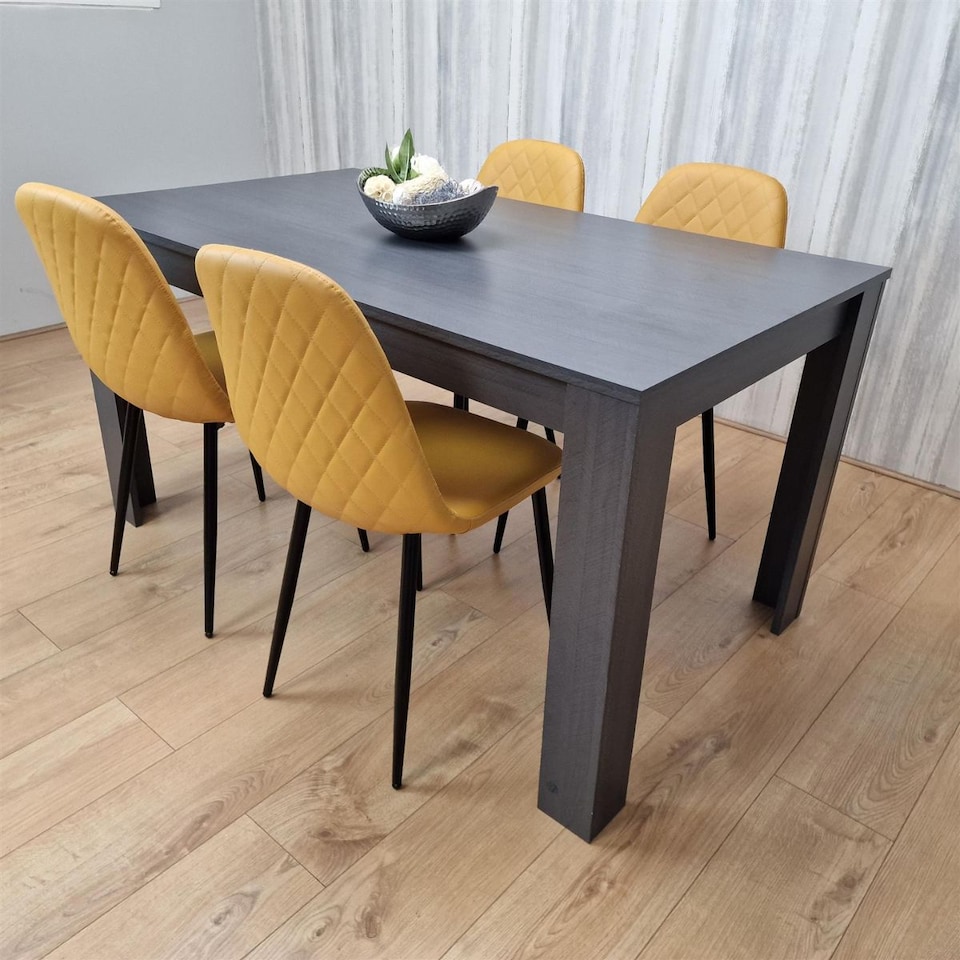 Dining Table and 4 Chairs Modern Dark Grey Dining Table Set With 4 ...