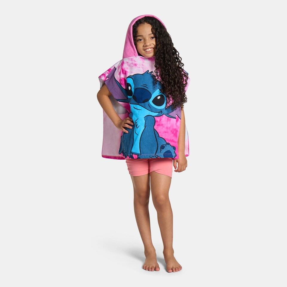 OHS x Stitch Kids Beach Towel Hooded Poncho Absorbent Quick Dry | Pink ...