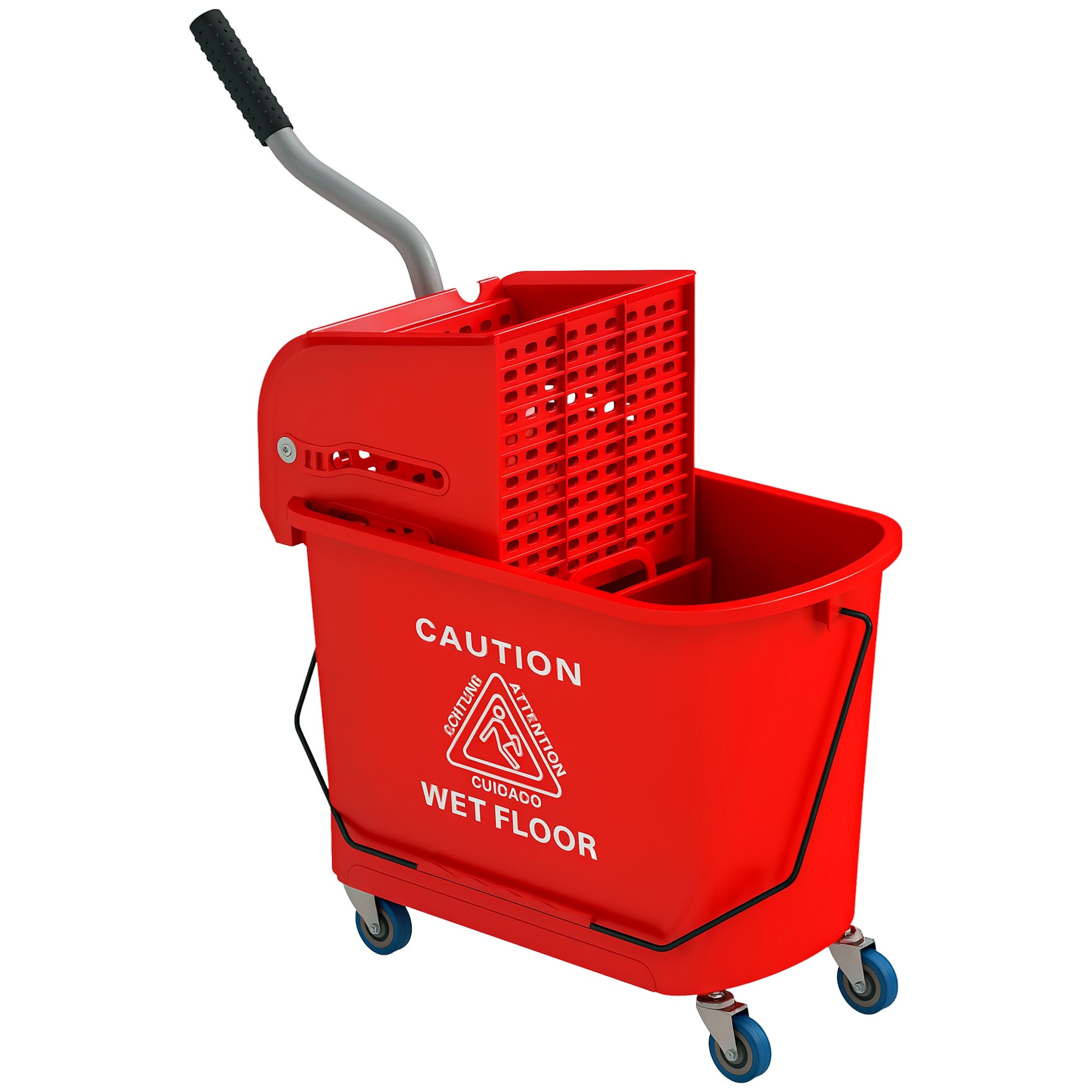 HOMCOM 20L Compact Mop Bucket with Wringer and Handle, Mop Bucket on ...