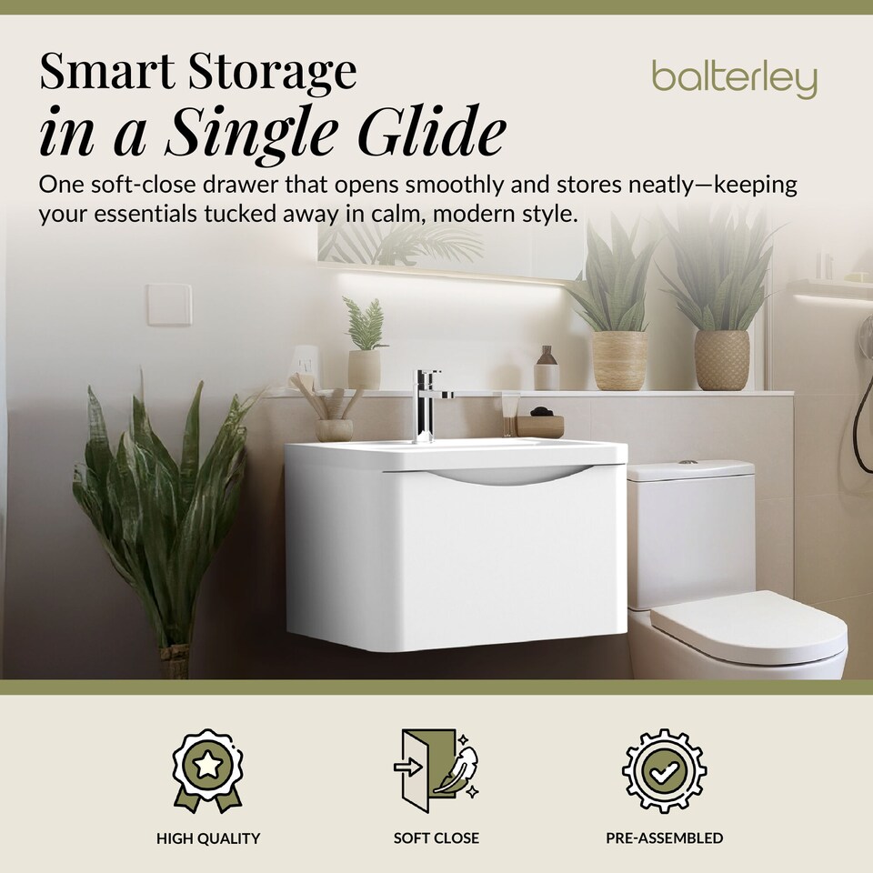 Balterley Arch Contemporary Bathroom Wall Hung 1 Drawer Vanity ...