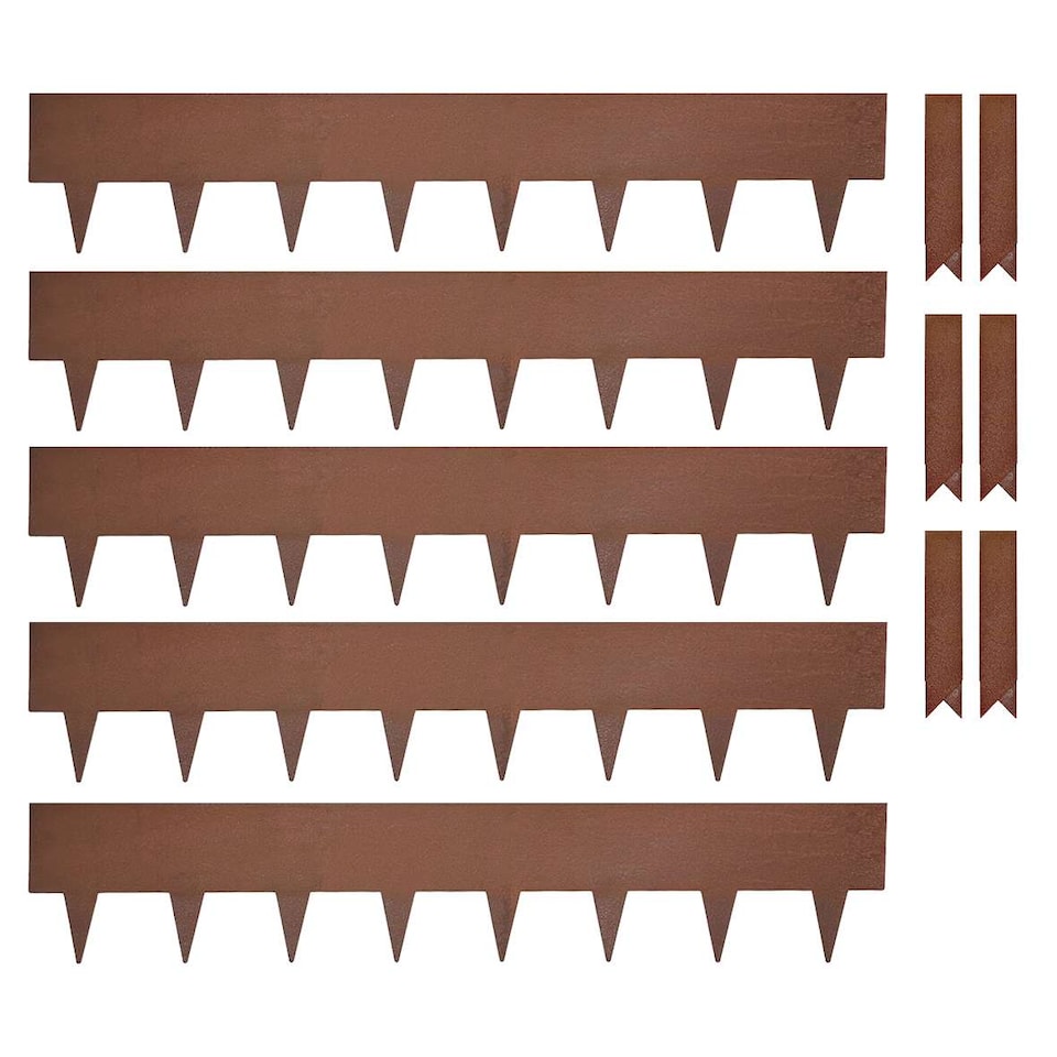 Metal Garden Border Edging 1m Panels 20cm High - Set of 5 with Pegs ...