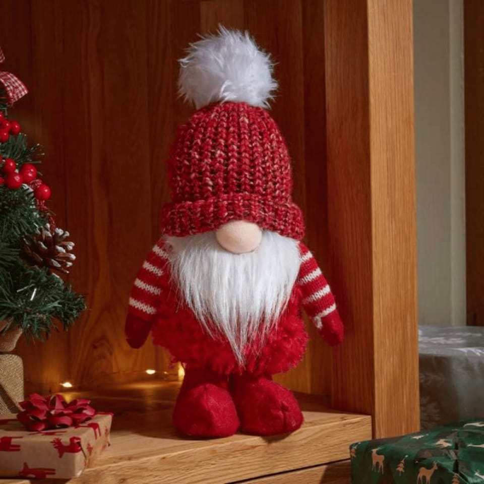 30cm Red Gonk with Bobbly Hat Christmas Decoration - Tesco Groceries