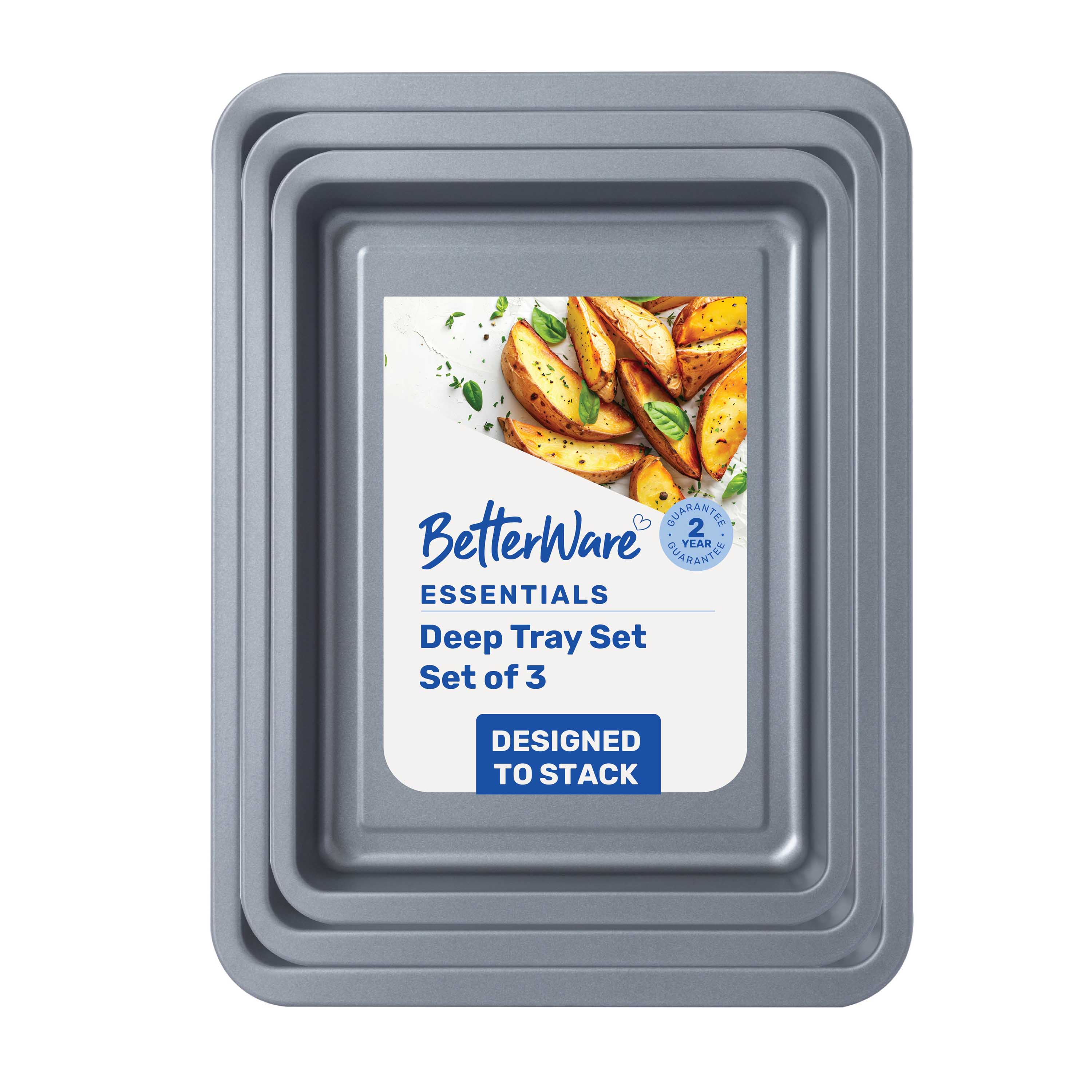 BetterWare Essentials Non-Stick 3 Piece Deep Baking Tray Set - Tesco ...