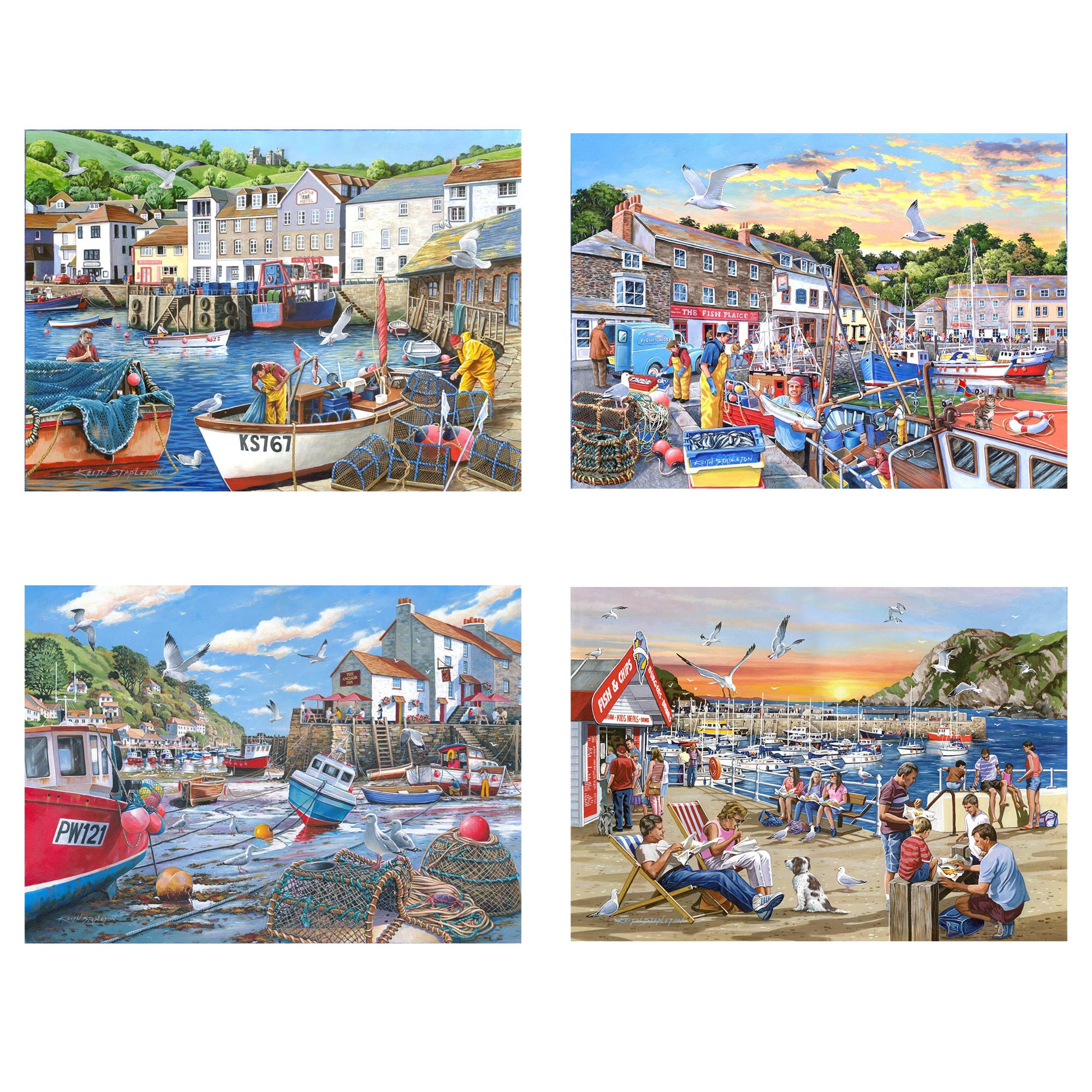 Days At The Dock - 4 x 500 Piece Jigsaw Puzzle - Tesco Groceries