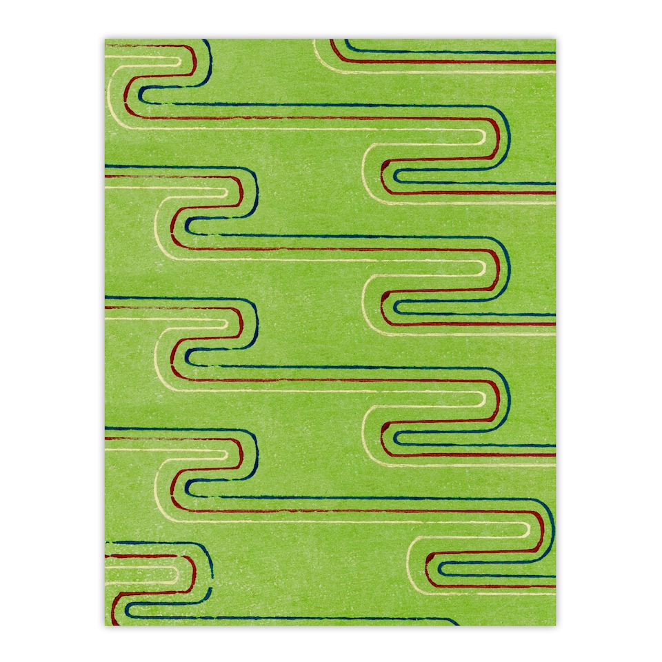 Green Red Line Textile Pattern Japan Wall Art Print Furuya Korin 12x16 ...