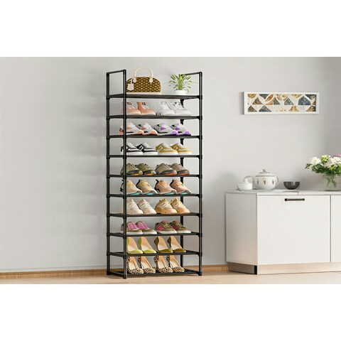 Living and Home 10 Tier Customizable Metal Shoe Rack - Black 175cm ...