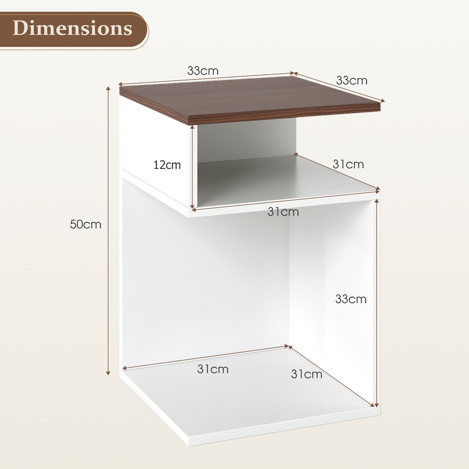 COSTWAY 2 PCS S Shaped Side Table Space saving Sofa Table 2 Open ...