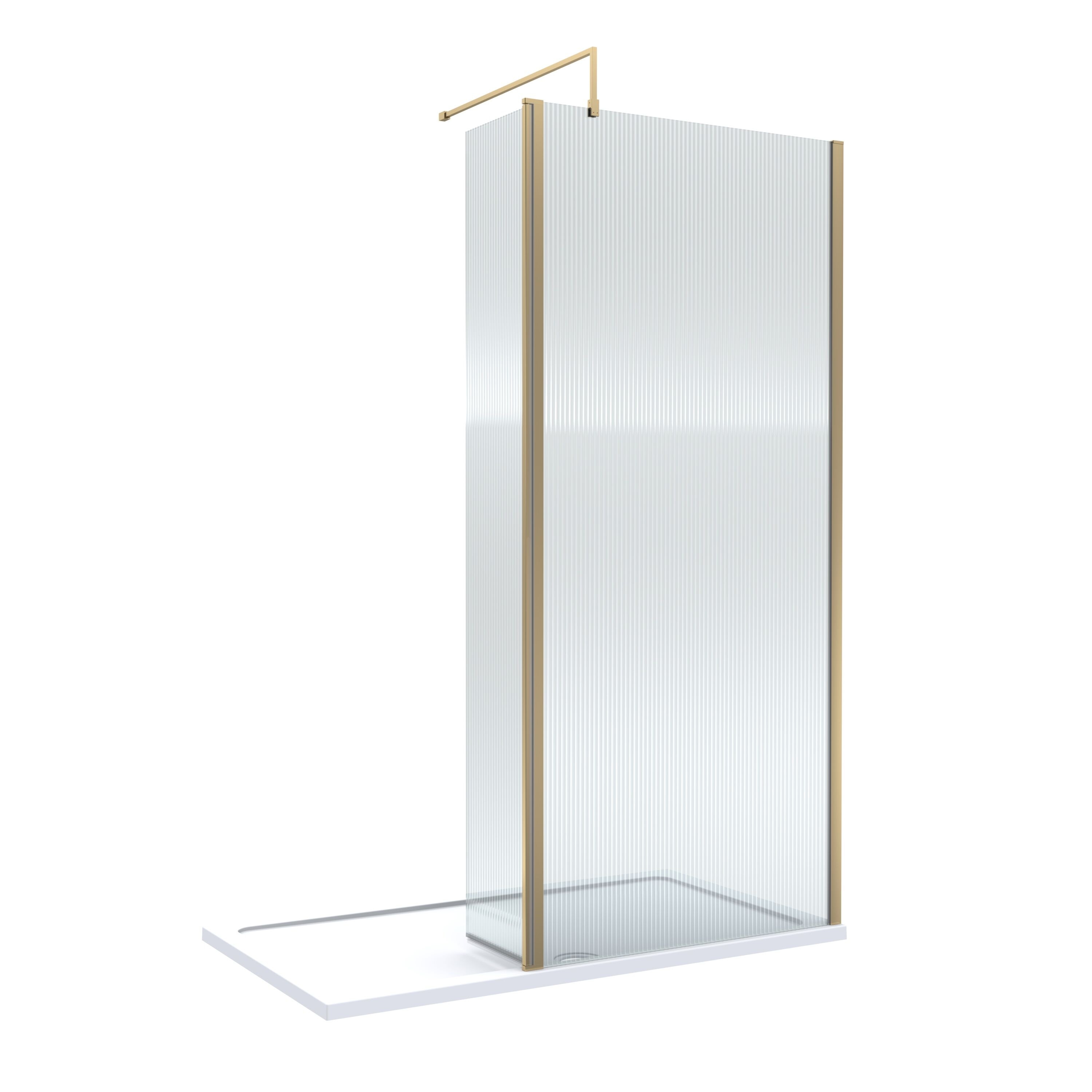 Balterley Fluted Glass Walk In Wetroom Screen and Hinged Return with ...