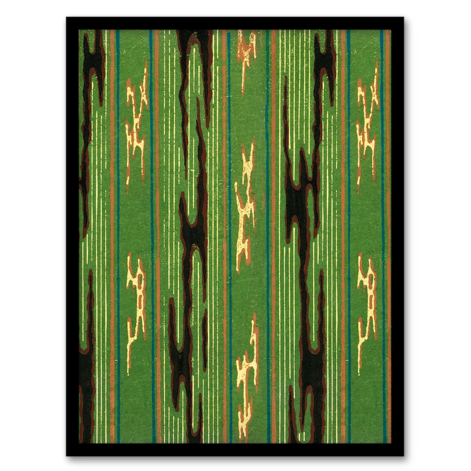 Furuya Korin Framed Wall Art Print Vintage Green Textile Pattern Home ...