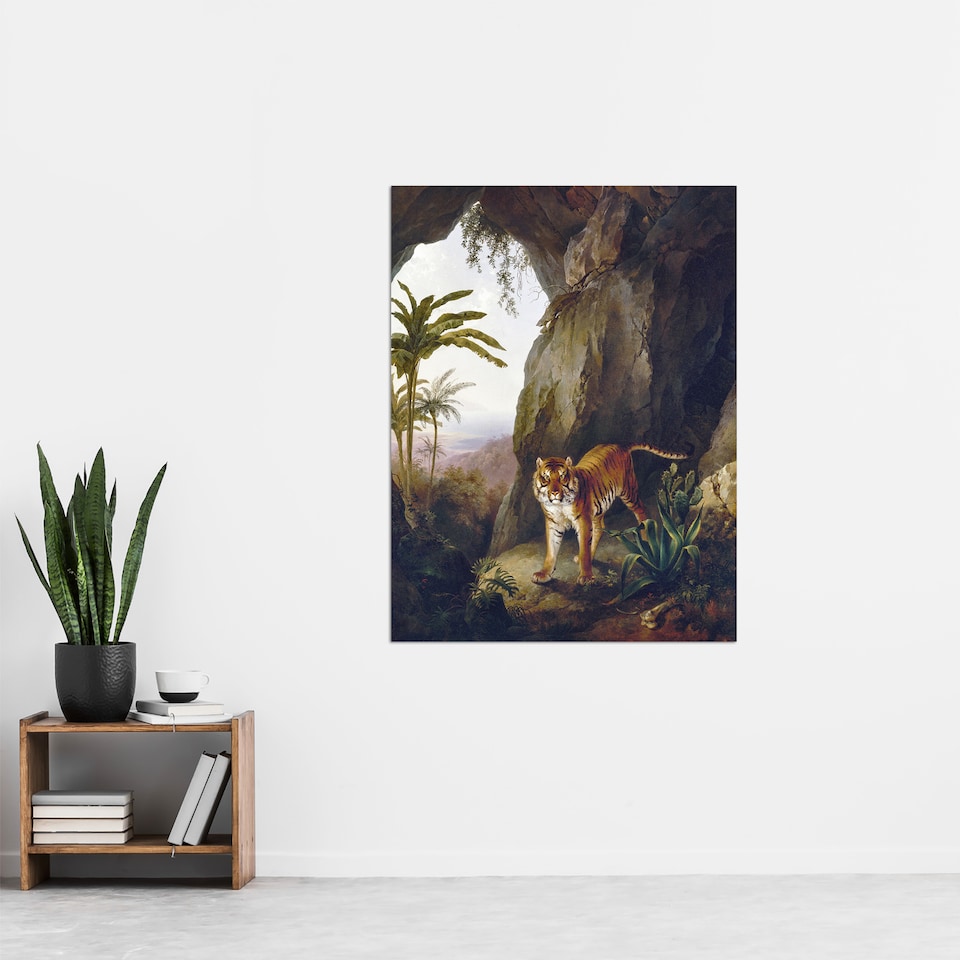 Tiger in Cave Big Cat Oil Painting Agasse Huge Wall Art Poster Print ...