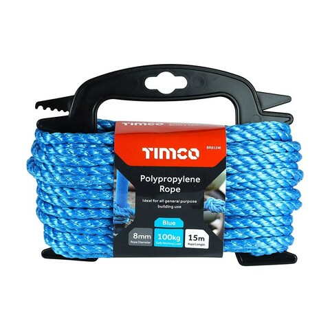 Timco - Polypropylene Rope - Blue - Winder (Size 8mm x 15m - 1 Each ...