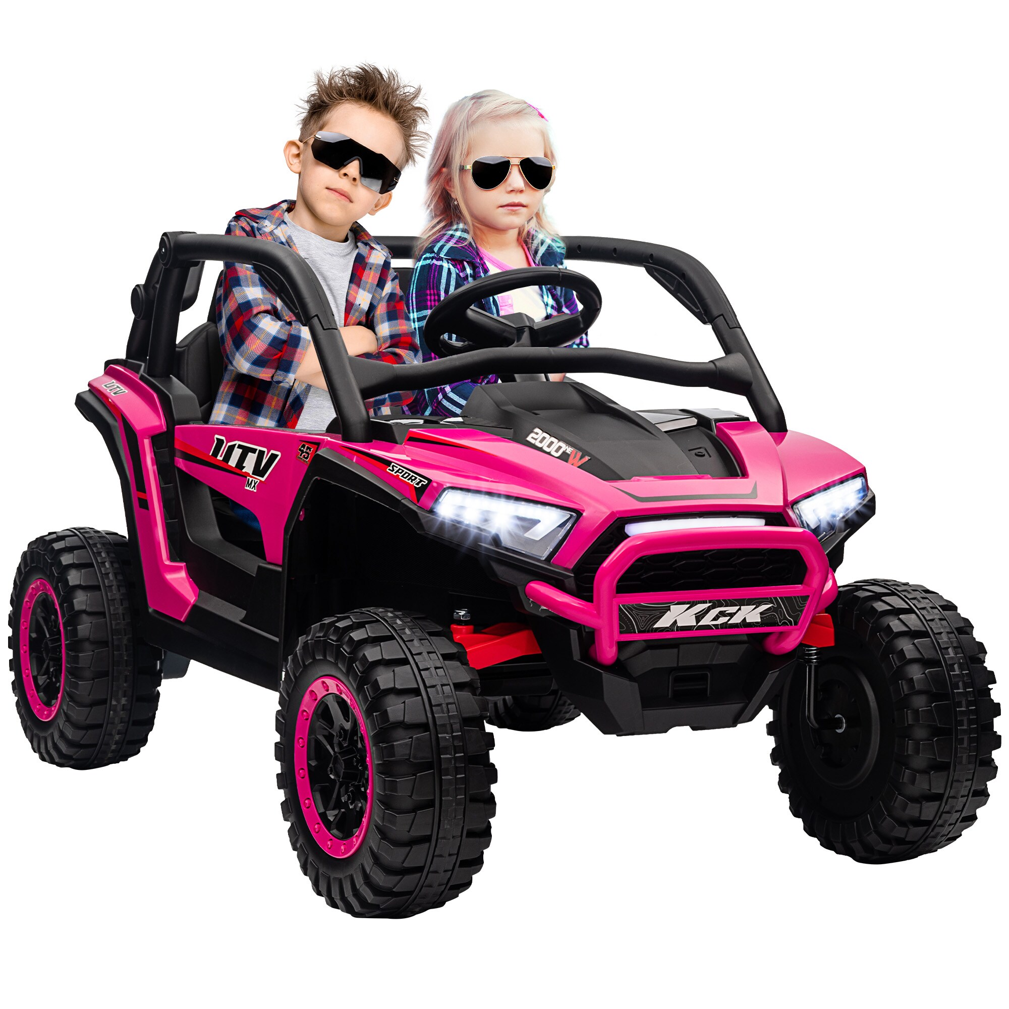 AIYAPLAY 2 Seater 24V 7AH Ride on Truck w/ Spring Suspension, Pink ...