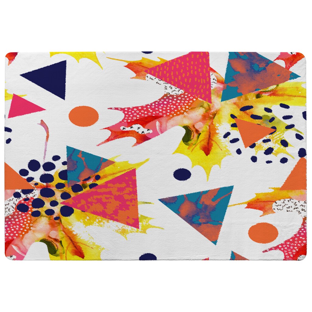 Maple Leaves & Geometric Patterns Rug | Multi - Tesco Groceries