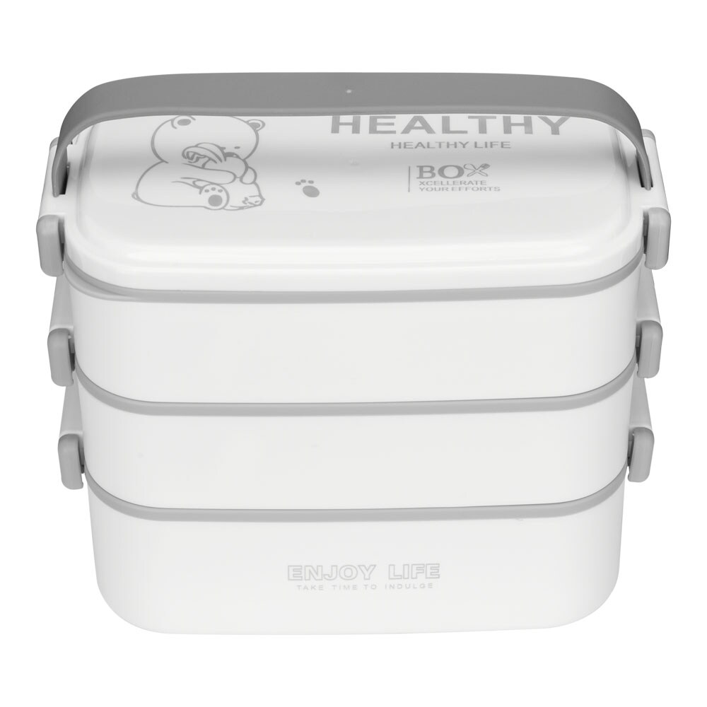 Living and Home Stackable Bento Lunch Box with Handle 2 Layer, White ...