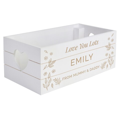 Personalised White Wooden Crate | White - Tesco Groceries