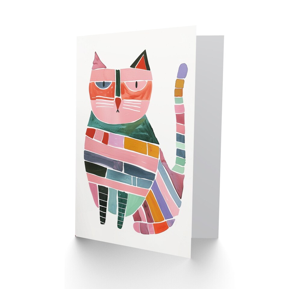 Cat Lover Fun Geometric Pastel Colour Animal Birthday Card - Tesco ...