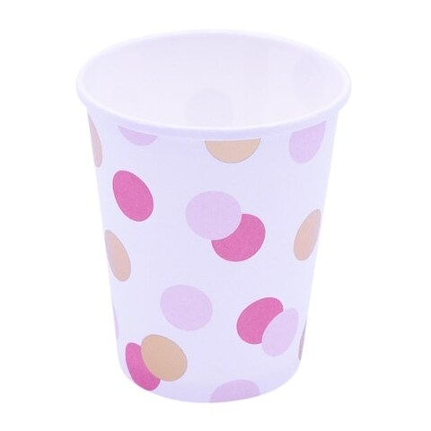 Pink & Gold Dots Paper Cups 250ml - Pack of 8 - Tesco Groceries