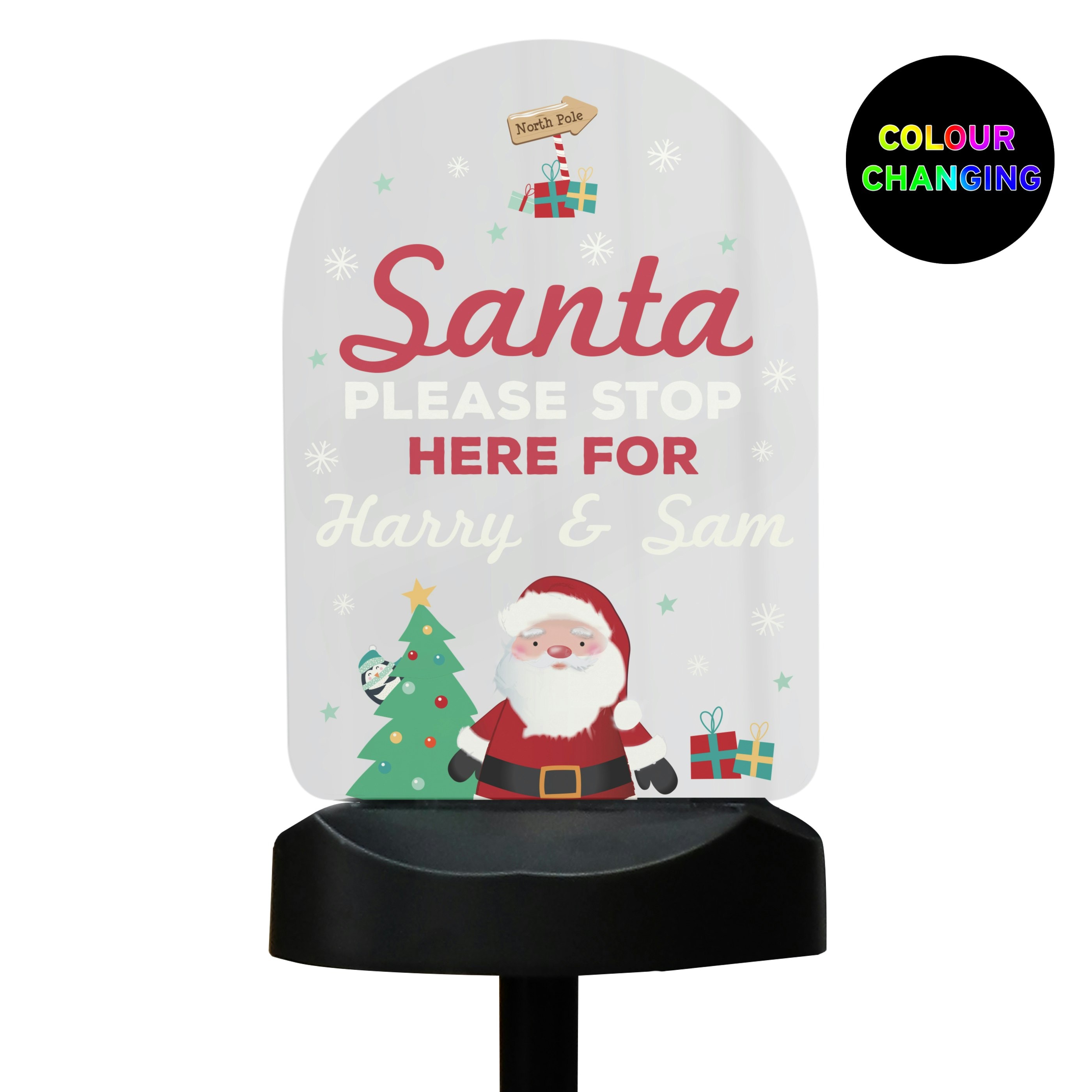 Personalised Santa Stop Here Outdoor Solar Light - Tesco Groceries