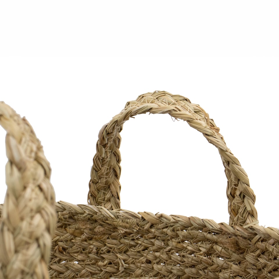JVL Palma Natural Round Storage Basket — Rustic Woven Organizer for ...