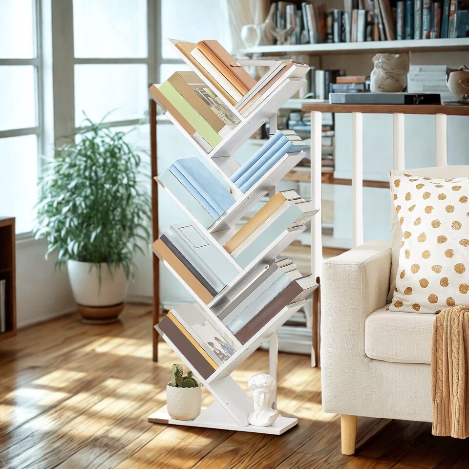Industrial 9 Tier Tree Free-Standing Book Shelf - Tesco Groceries