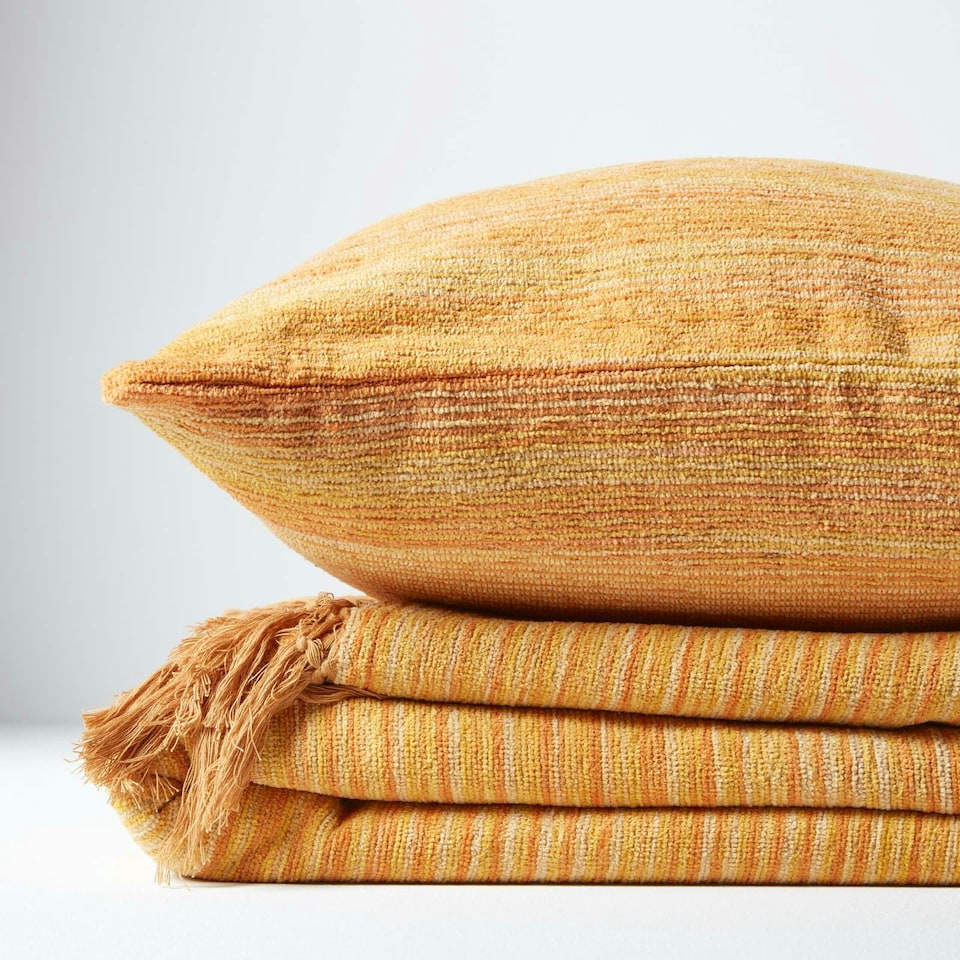 Homescapes Cotton Chenille Tie Dye Cushion Cover | Orange | Rust | 60 x ...