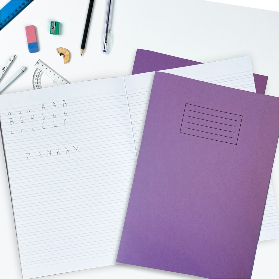 Janrax A4 Purple 40 Page Handwriting Book Exercise Book WF Paper with ...
