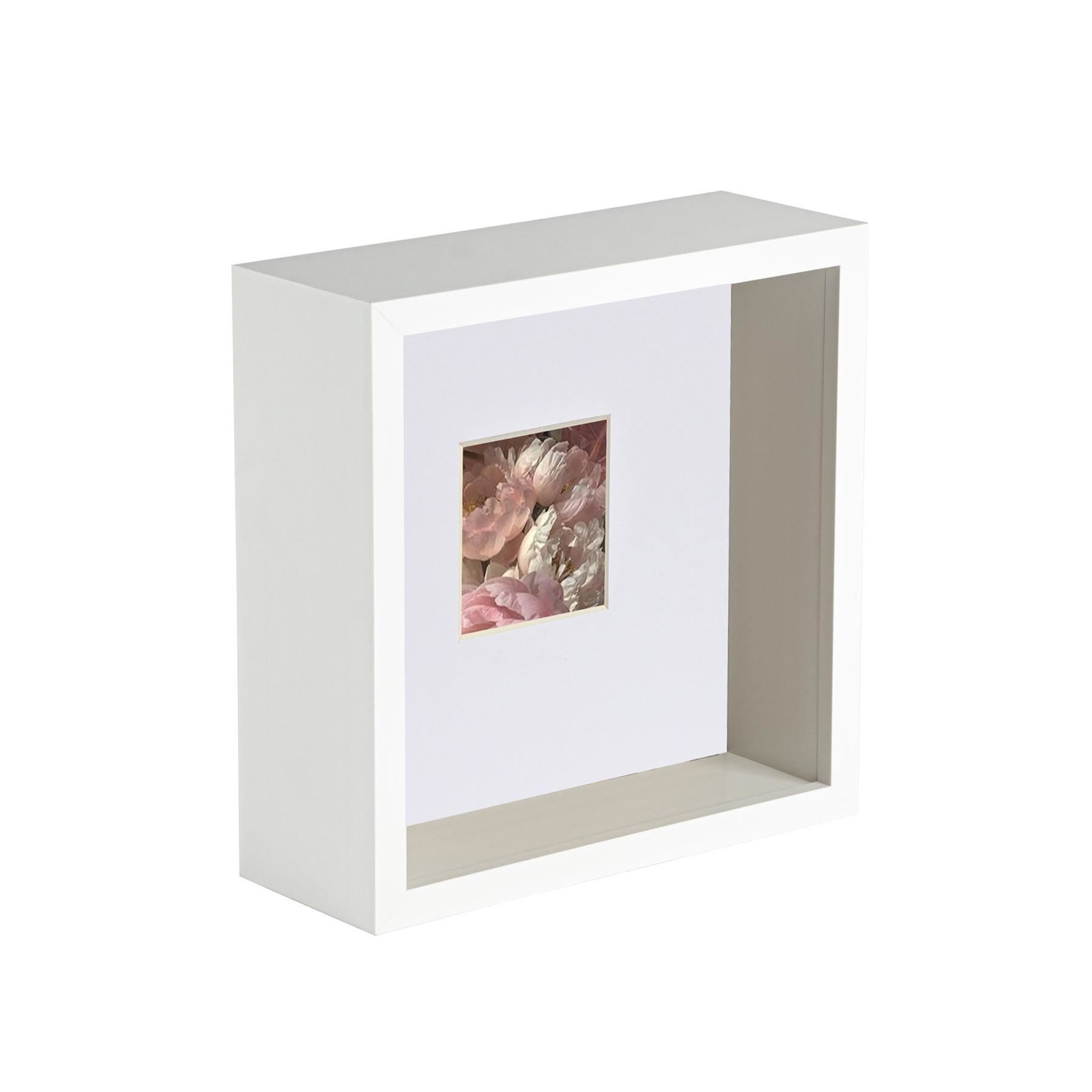 Nicola Spring 6 x 6" Deep Photo Frame - White/White Mount - 3D Deep Box ...