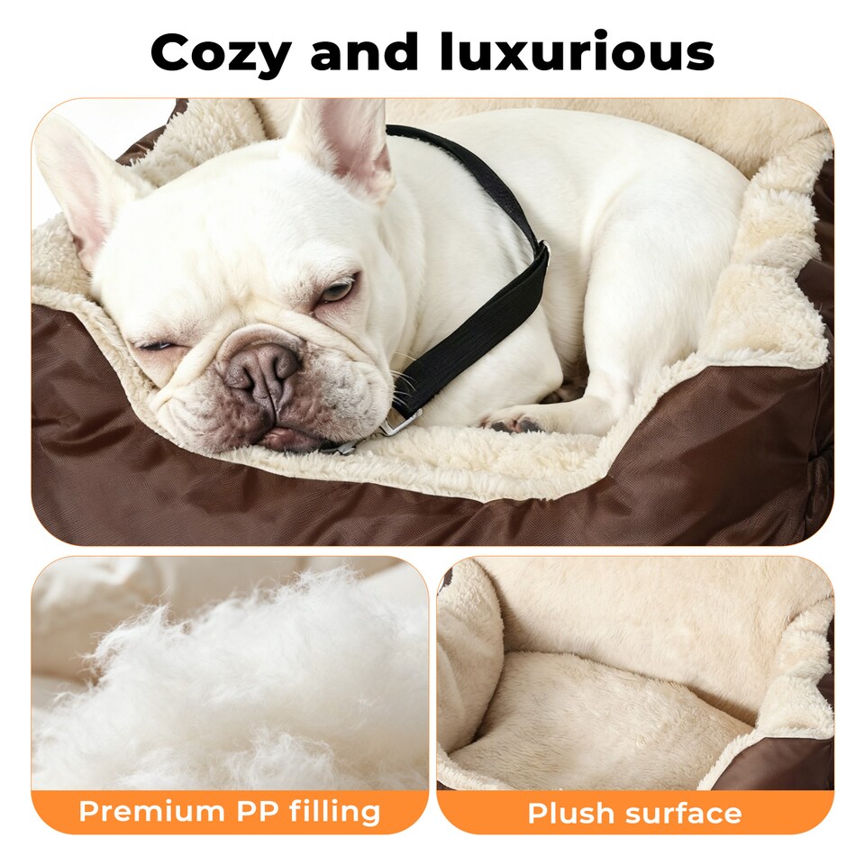 Skylos Dog Car Seat Bed Pet Booster Travel Carrier with Safety Leash ...