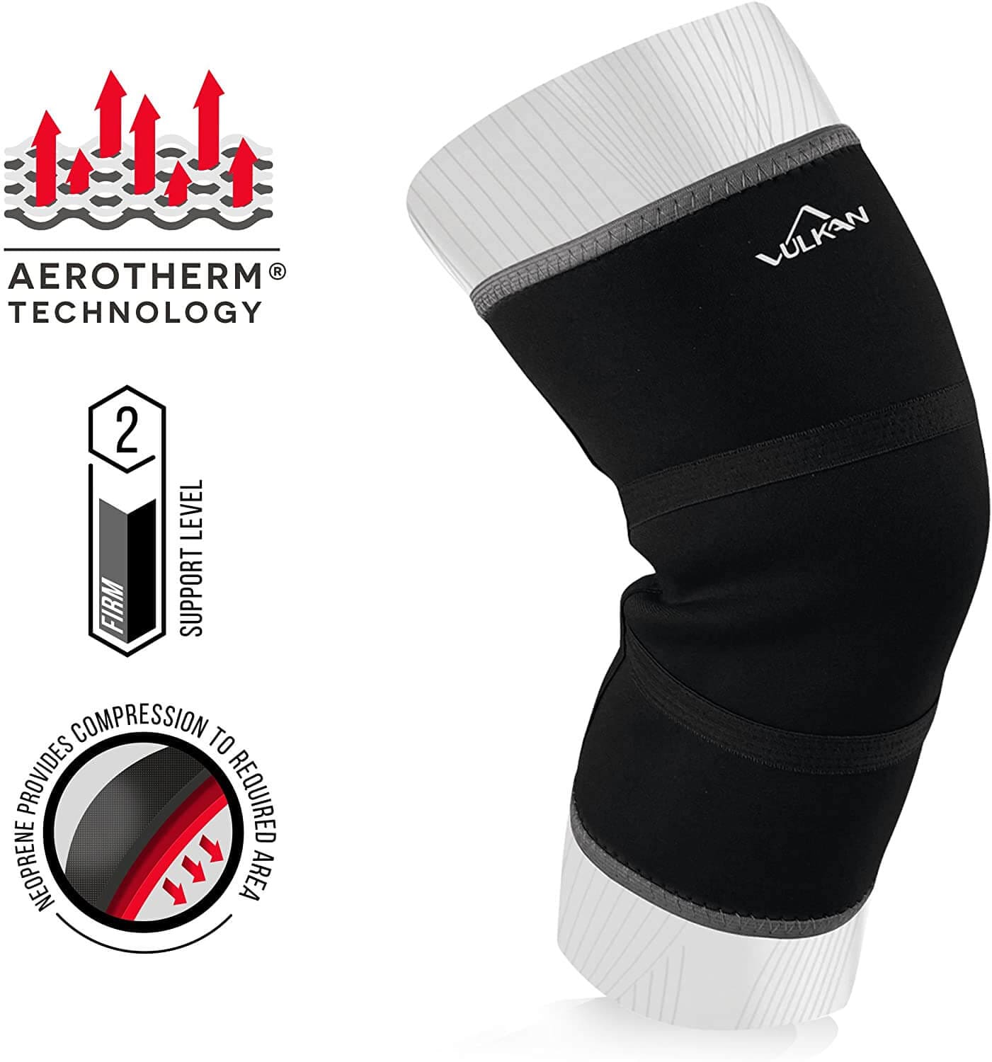 Vulkan Classic Knee Support, Neoprene Sleeve 3mm/5mm, Black, Sizes XS ...