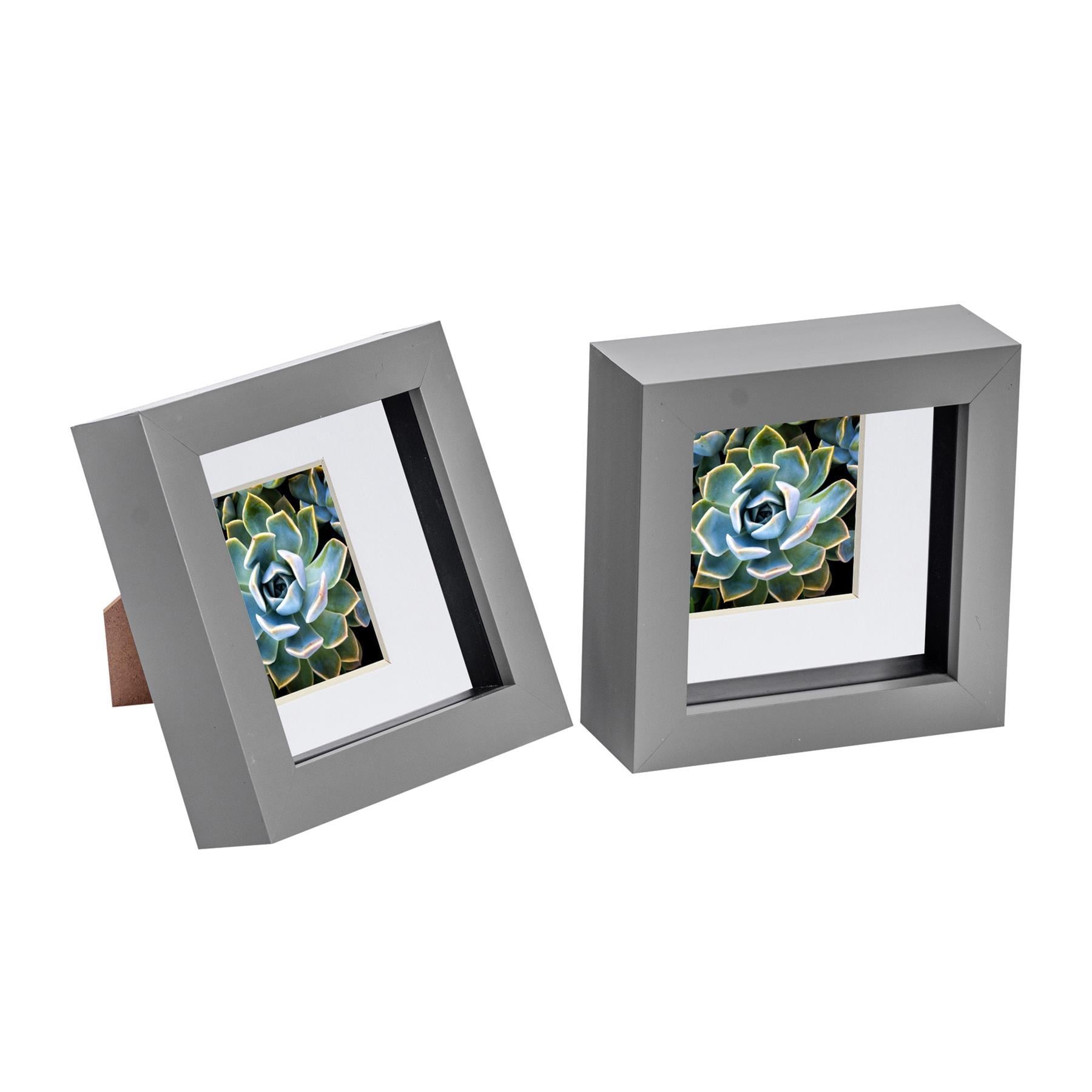 Nicola Spring 4 x 4" Photo Frames - Grey/White Mount - 3D Picture Frame ...