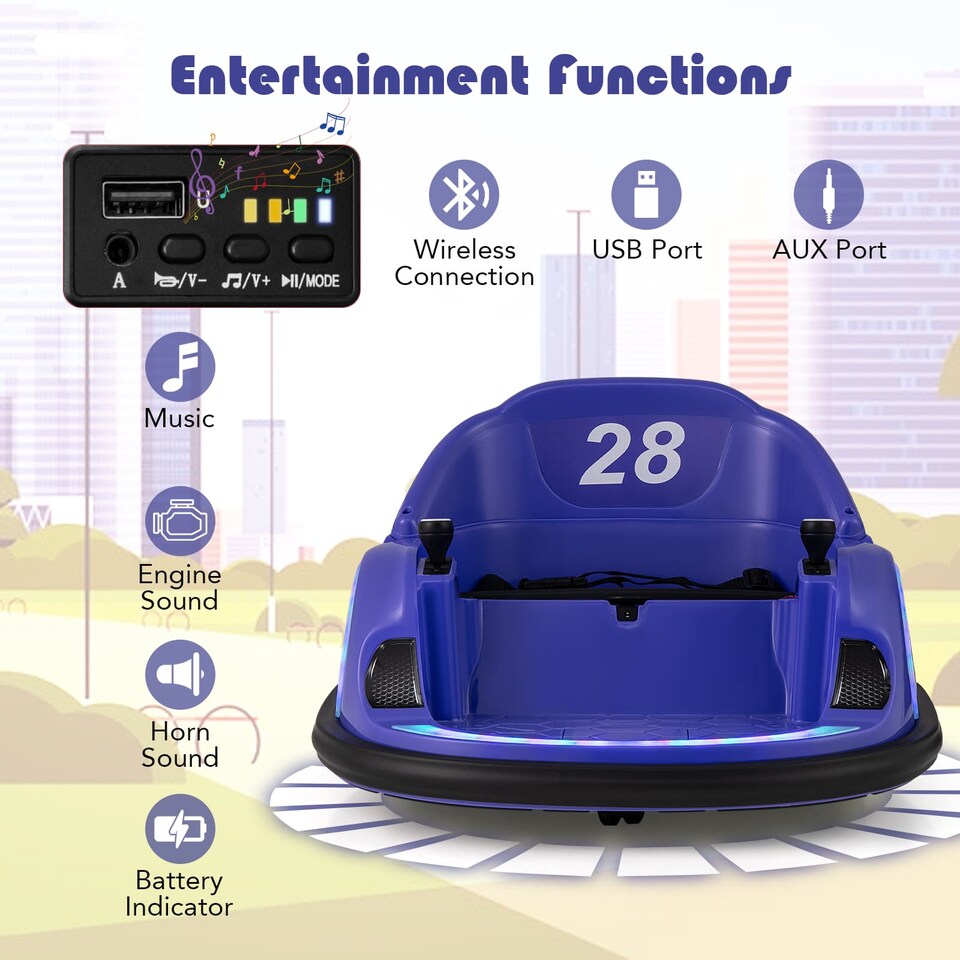 COSTWAY 6V Kids Ride on Bumper Car Battery Powered Purple - Tesco Groceries