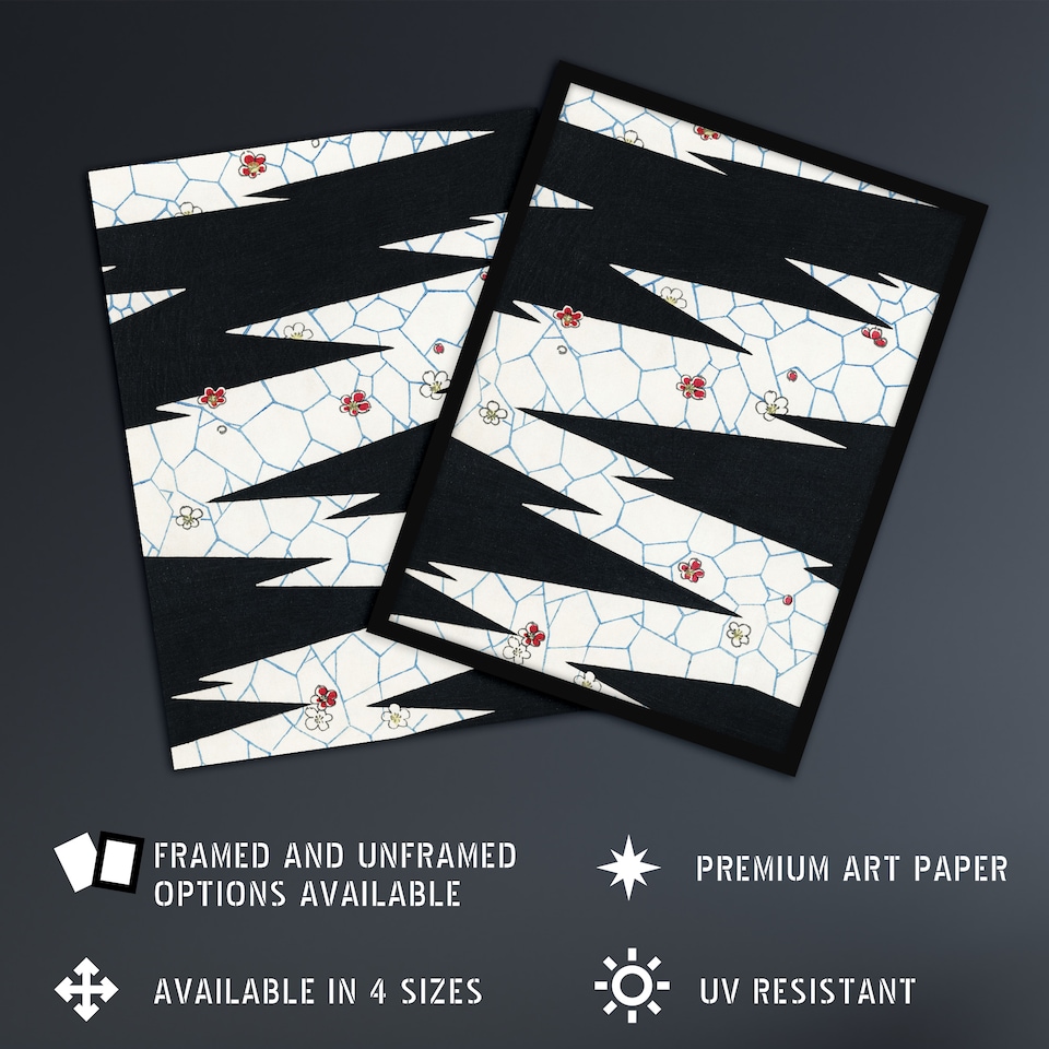 Flowers On Footpath Pattern Japan Framed Wall Art Print Shin Bijutsukai ...