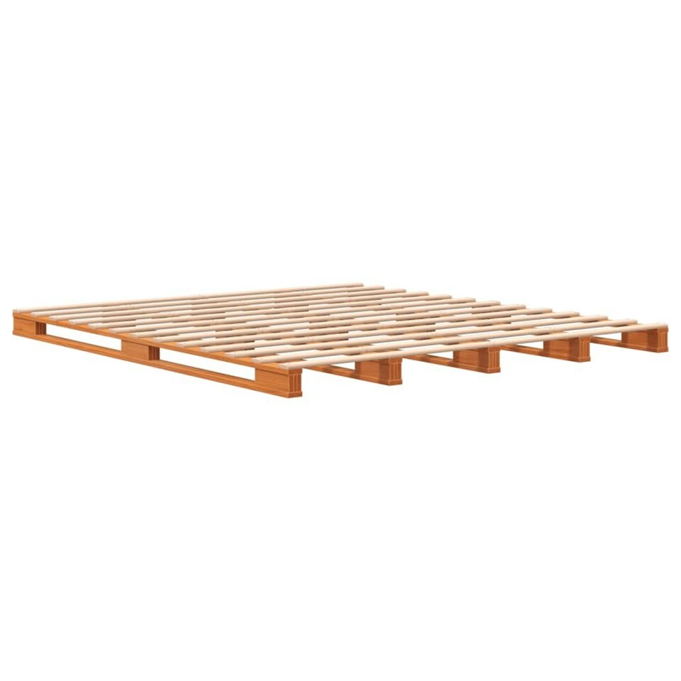 Pallet Bed Wax Brown 180x200 cm Super King Size Solid Wood Pine Tesco Groceries