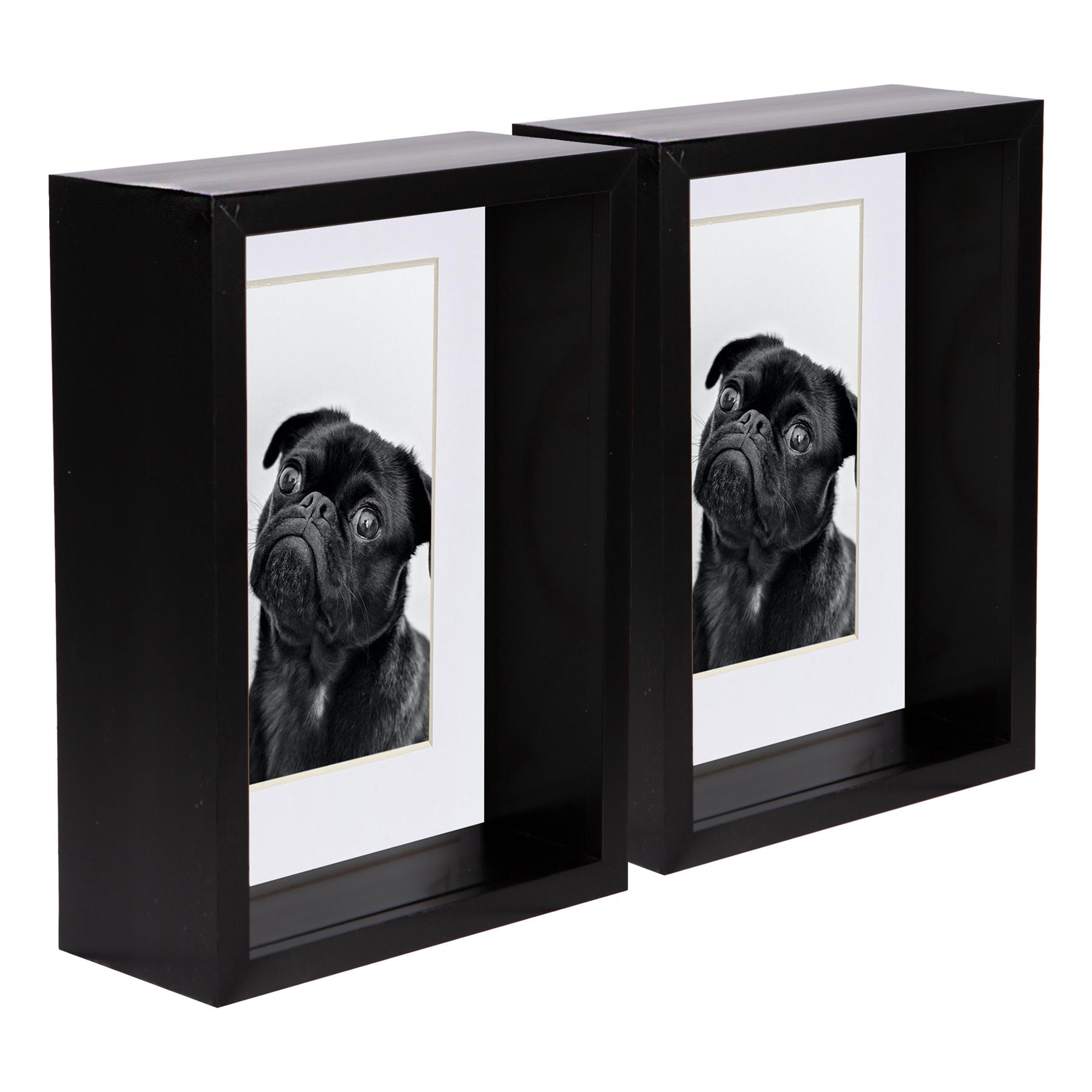 Nicola Spring 5 x 7" Deep Photo Frames - Black/White Mount - 3D Deep ...