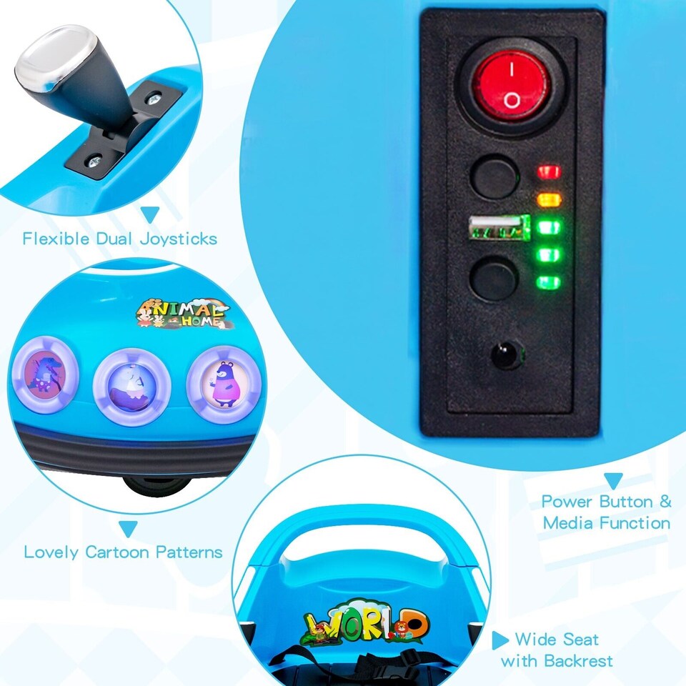 COSTWAY 360° Swivel 12V Kids Electric Ride On Car Blue - Tesco Groceries