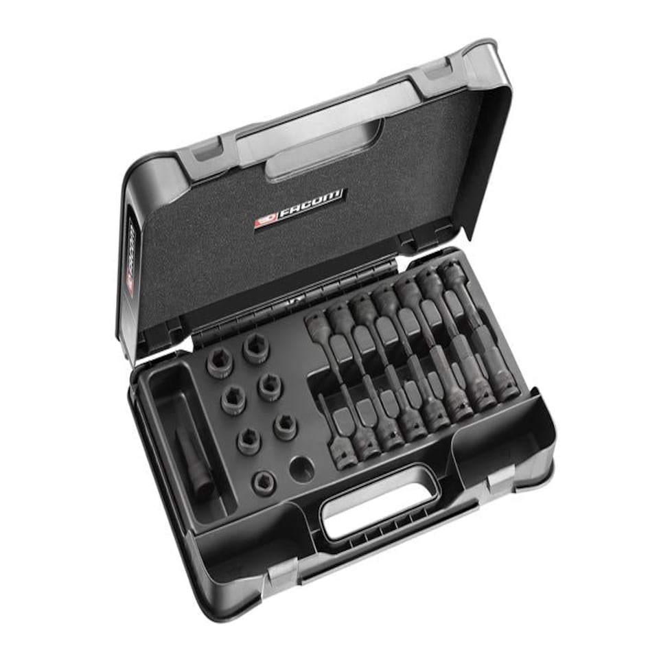 Facom 6-Point Stubby Impact Socket Set, 23 Piece - Tesco Groceries