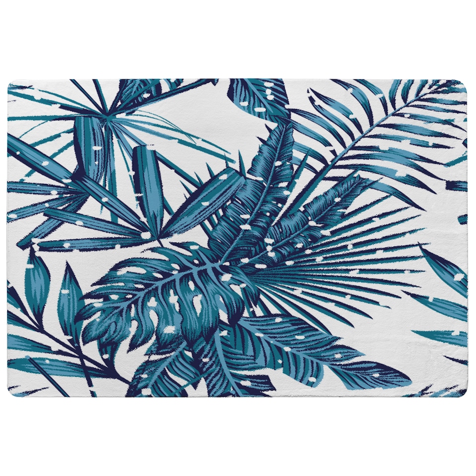 Snow Tropical Leaves Designer Rug | Multi - Tesco Groceries