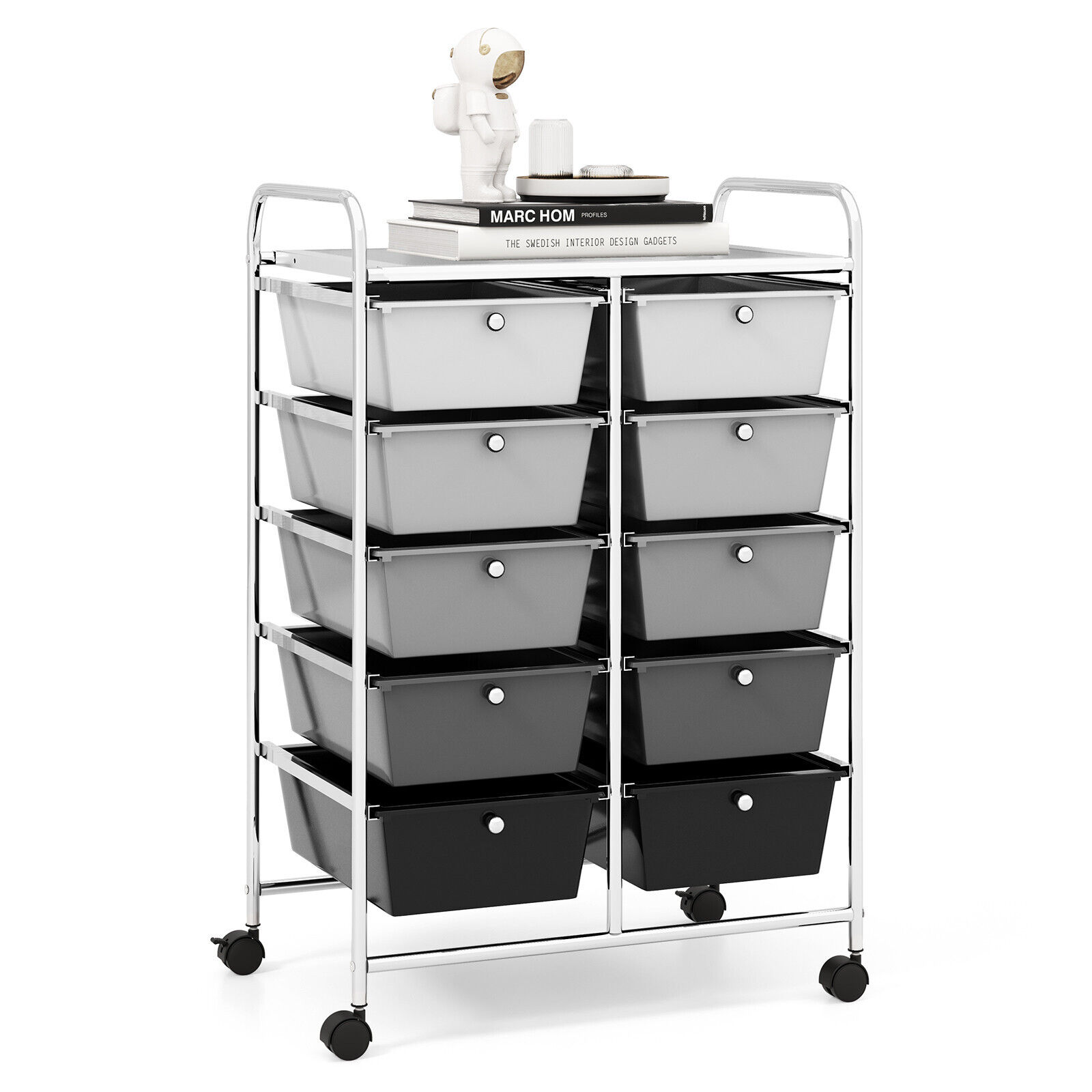COSTWAY 10 Drawers Office Organizer Storage Black - Tesco Groceries
