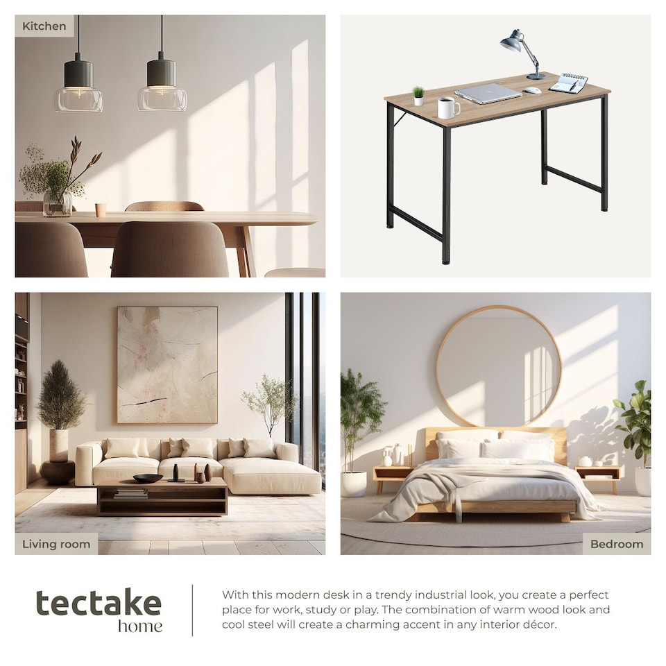 Desk Jenkins - computer, writing, study table | Brown | industrial wood ...