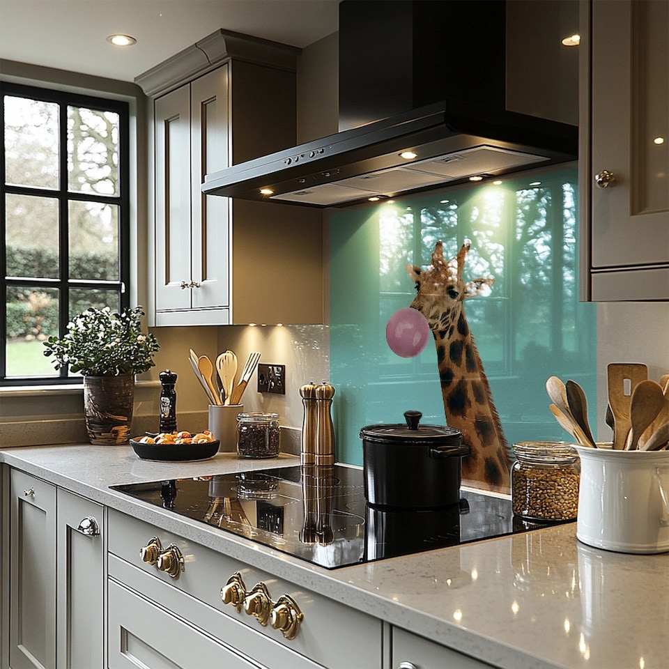 Bubble gum on color background Designer Splash Back | White - Tesco ...