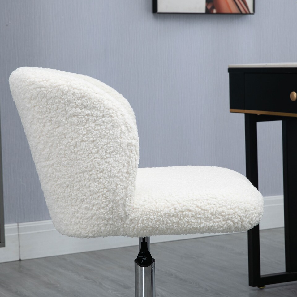 HOMCOM Office Chair, Cosy Teddy Fleece Upholstery Desk Chair with ...