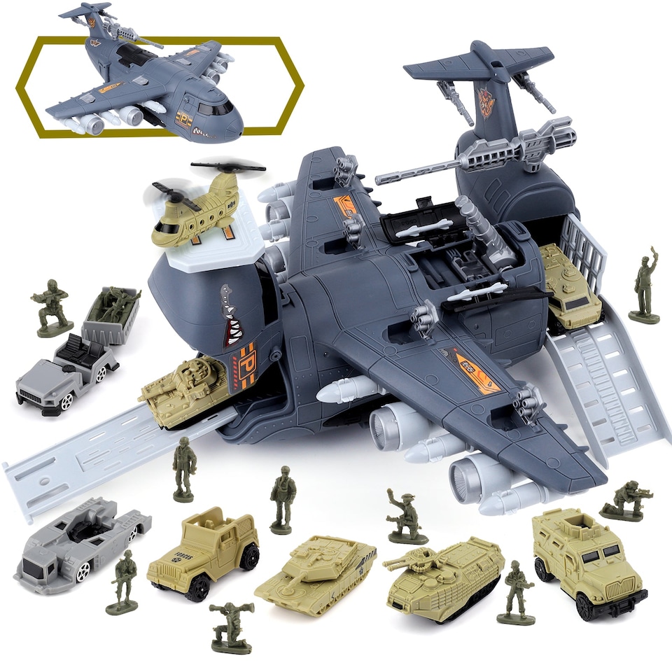 21-Piece Transformable Aircraft & Military Toy Set – Airplane, Tank ...