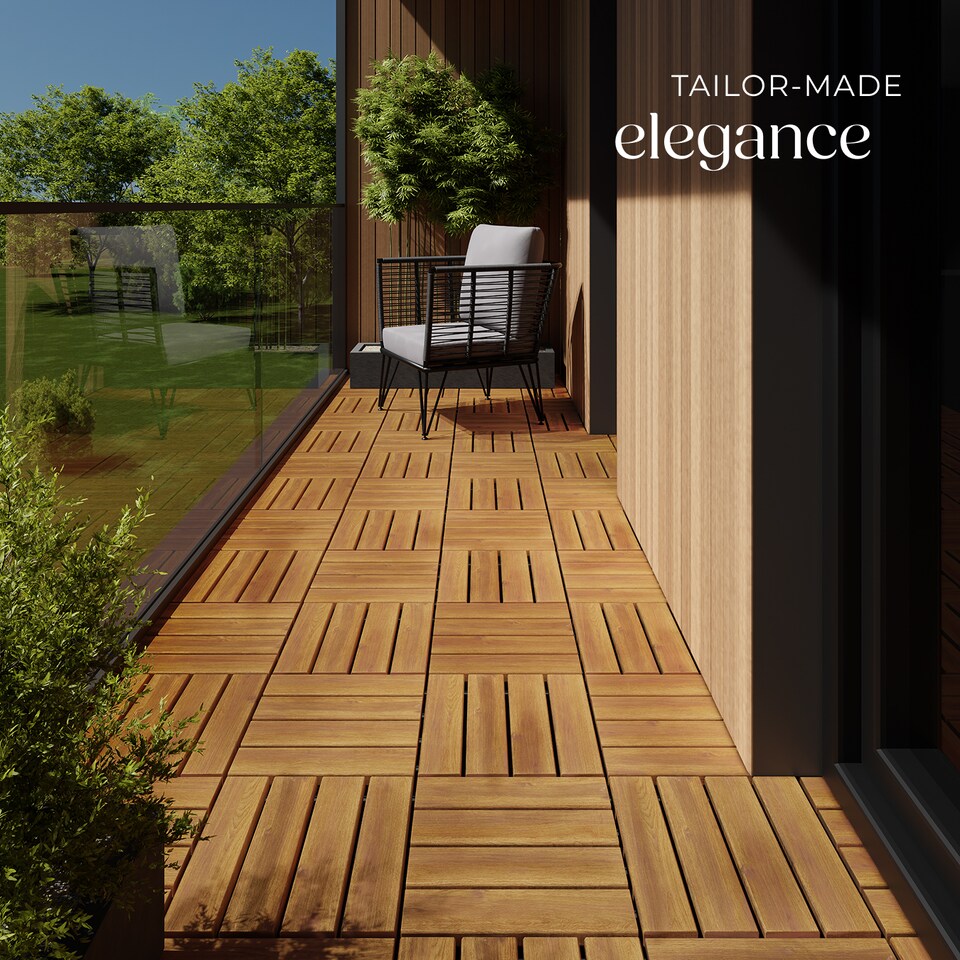 Outdoor Tiles Tabula - easy click installation, acacia wood, weather ...
