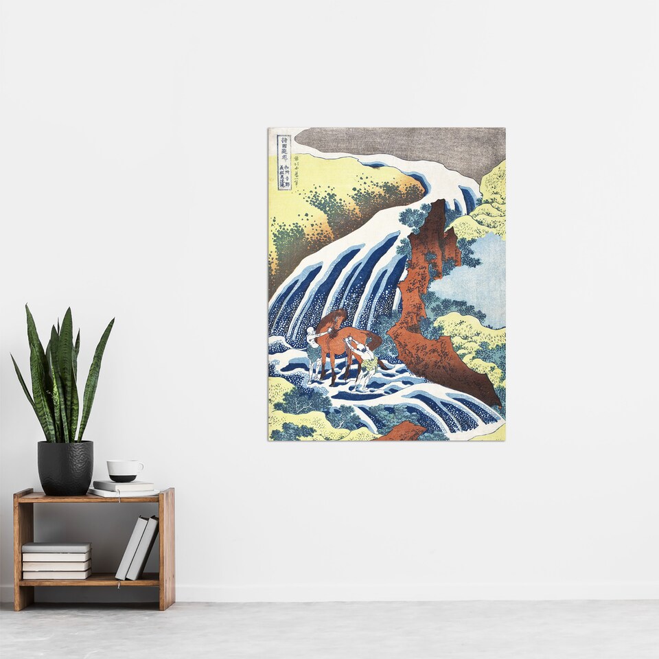 Waterfall Yoshitsune Horse Japan Vintage Wall Art Print Hokusai 24x32 ...