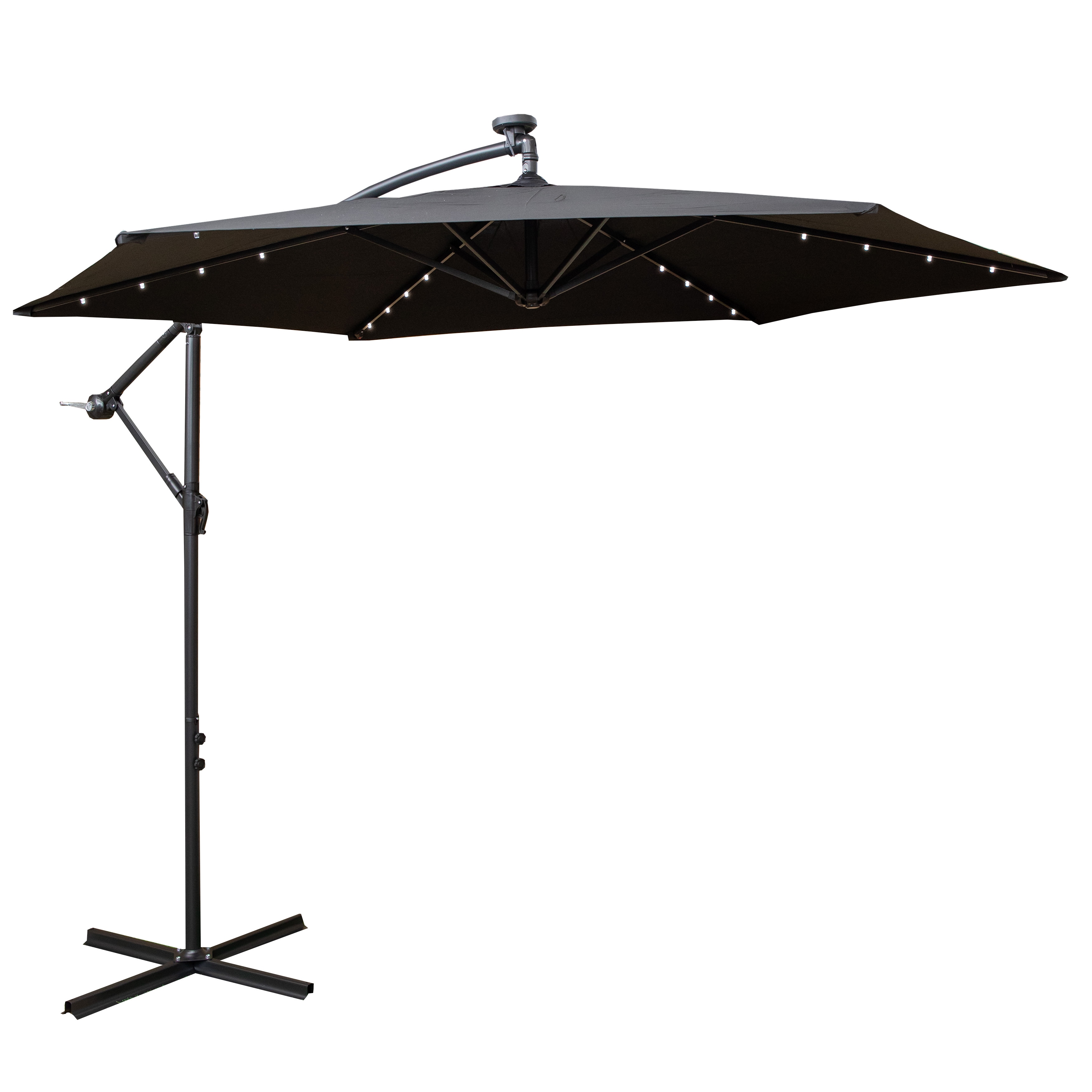 Samuel Alexander 3m Solar Powered Cantilever Lit Banana Garden Parasol ...